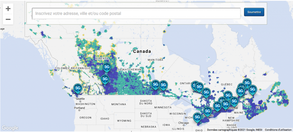Couverture réseau cellulaire, carte antennes au Québec - Top-Plans