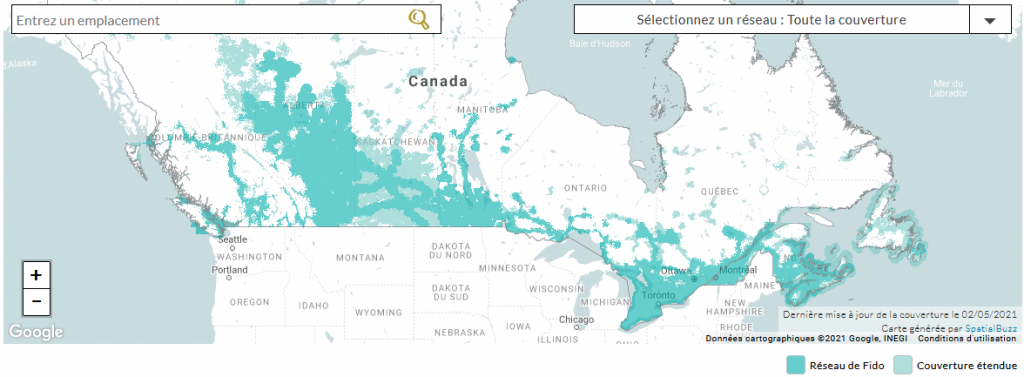 Couverture réseau cellulaire, carte antennes au Québec - Top-Plans