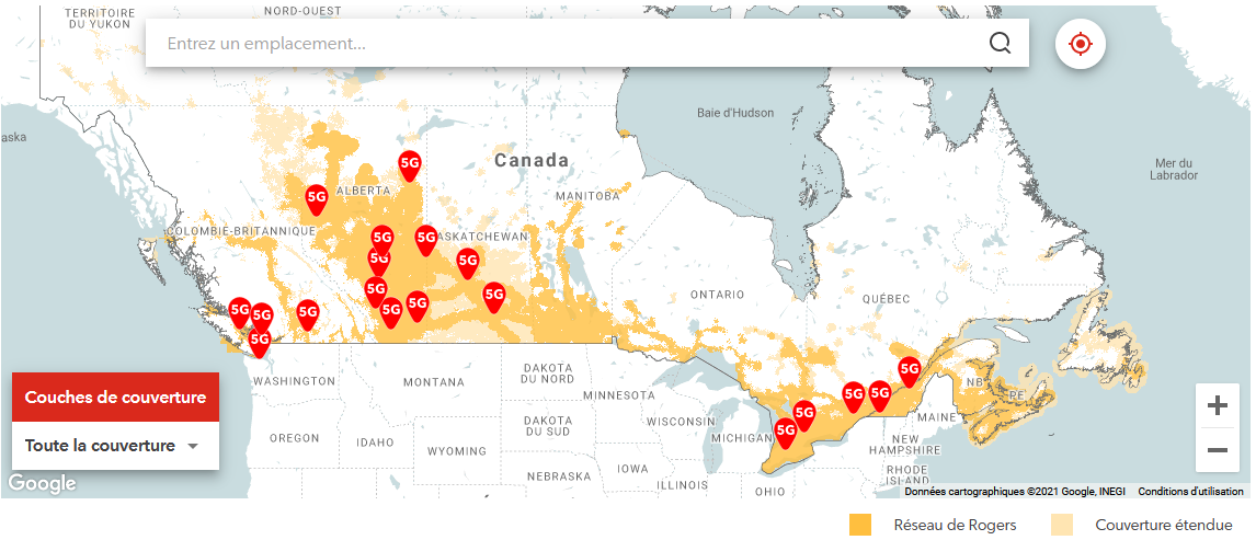 Couverture réseau cellulaire, carte antennes au Québec - Top-Plans