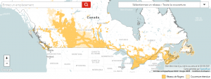 Cellular network coverage, antenna map in Canada
